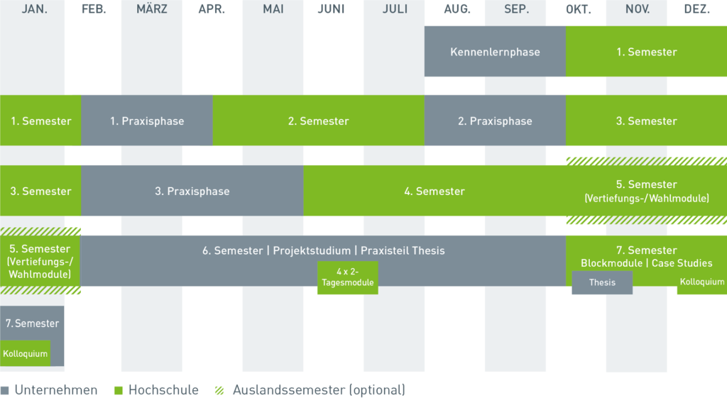 Zeitlicher Ablauf duale Bachelor-Studiengänge - StudiumPlus